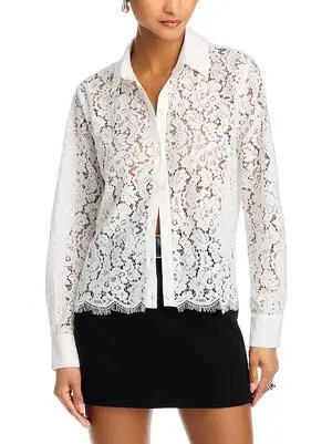 Bella Dahl Lace Contrast Button Down Shirt - Cream