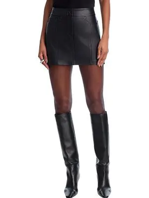 Norma Kamali Faux Leather Mini Skirt - Black