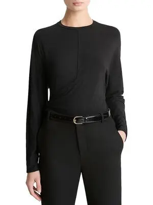 Vince Draped Long Sleeve Top Black