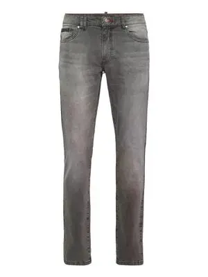 Philipp Plein Logo Appliqué Jeans - Grey