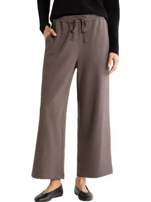 Eileen Fisher Organic Cotton Blend Ankle Wide Leg Drawstring Pants - Rye