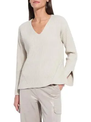 Lyssé Ximena Cozy V-neck Rib Sweater - Soft Taupe