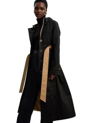 Karen Millen Color Block Belted Tailored Trench Coat - Camel