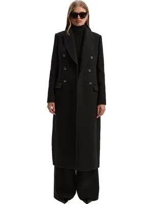 Karen Millen Petite Double Breasted Midi Coat - Black