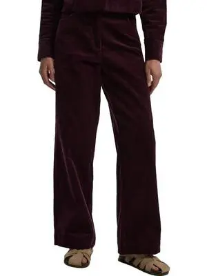 Karen Millen Cord Straight Leg Trousers - Berry