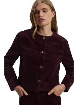 Karen Millen Cord Collarless Tailored Jacket - Berry