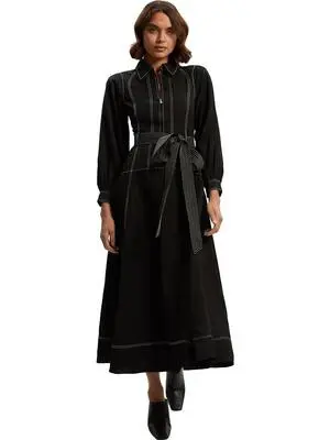 Karen Millen Twill Maxi Shirtdress - Black
