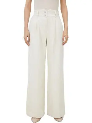 Karen Millen High-waisted Wide-leg Jeans - Cream