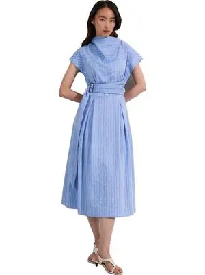KAREN MILLEN Belted Woven Midi Shirt Dress