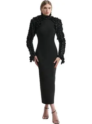 Karen Millen Bandage Rosette Midi Dress - Black
