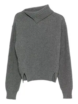 JIL SANDER High-neck Ribbed Sweater - Grey