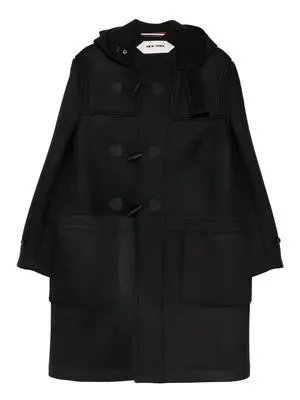 NEW YORK RESIDENT Button-fastening Hooded Coat - Black