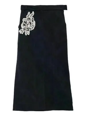 Erdem Floral Appliqué Midi Skirt - Blue