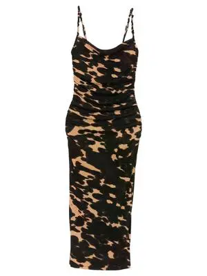 Nanushka Printed Ruched Midi Dress - Brown