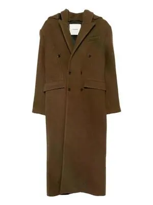 Nanushka Double-breasted Coat With Detachable Hood - Brown