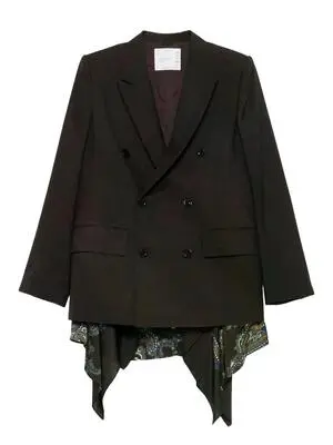 Sacai Double-breasted Blazer - Brown