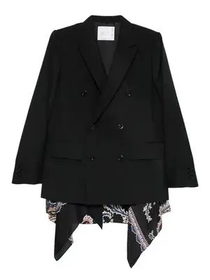 Sacai Double-breasted Paisley Blazer - Black