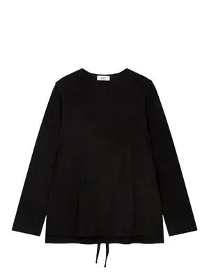 STUDIO TOMBOY Layered Wrap-design Long-sleeve T-shirt - Black