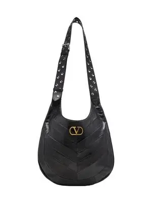 Valentino Garavani Vlogo Nappa Leather Hobo Bag - Black