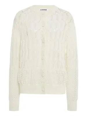 JIL SANDER Cotton Crochet Knit Cardigan