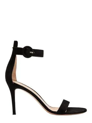 GIANVITO ROSSI Portofino 85 Suede Sandals - Black