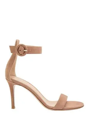 GIANVITO ROSSI Portofino 85 Suede Sandals - Nude