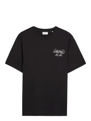 LES DEUX Orchid Logo-print Cotton T-shirt - Black