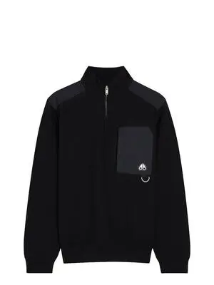 Moose Knuckles Panelled Half-zip Knit Sweatshirt - Black