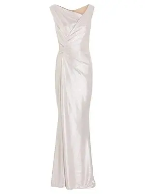 Talbot Runhof Draped Lamé Gown - Silver