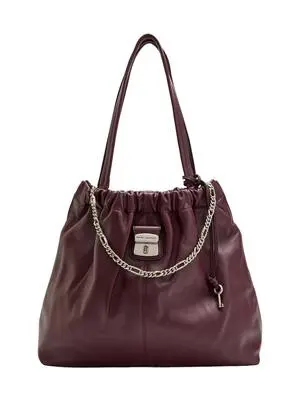 Marc Jacobs Leather Tote Bag With Chain Embellishment - Plum