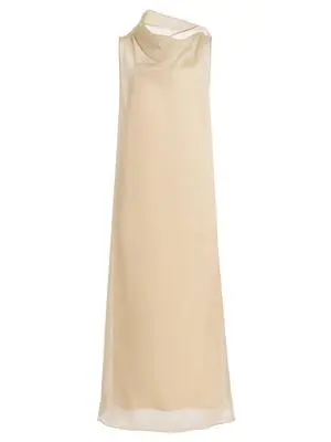 SEV High-neck Silk-organza Maxi Dress - White