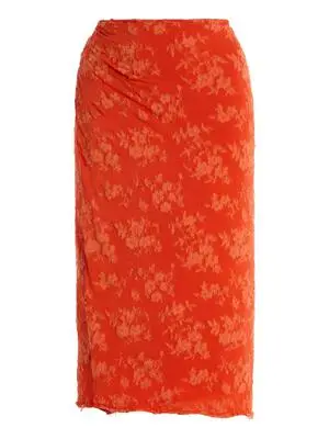 SIR. Blanca Floral Jacquard Midi Wrap Skirt - Orange