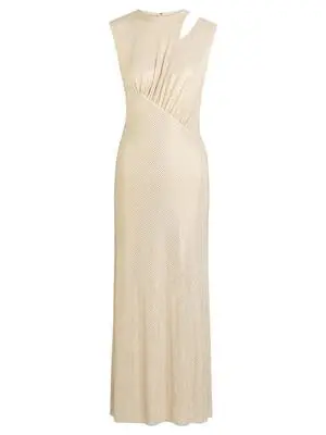 SELF-PORTRAIT Crystal-embellished Mesh Midi Dress - Ivory
