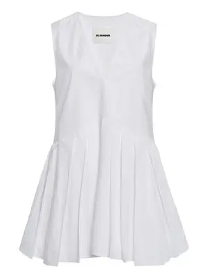 JIL SANDER Cotton Peplum Top - White