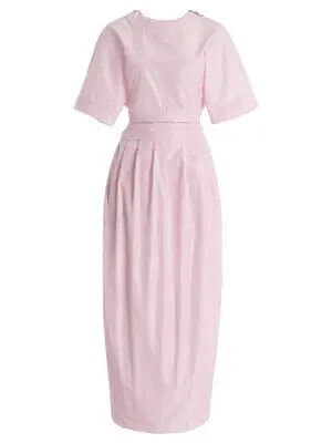 Staud Michelina Pleated Shell Midi Dress - Pink