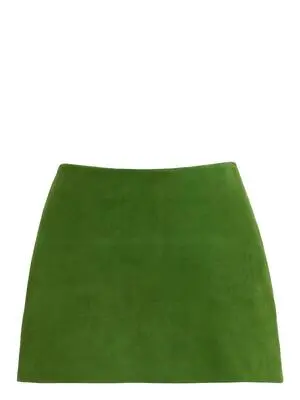 Staud Crest Suede Mini Skirt - Green