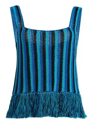 Escvdo Misti Crochet Cotton Tank Top - Blue