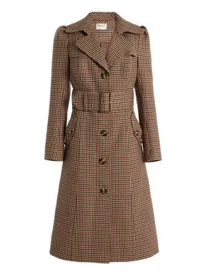 Cara Cara Houndstooth Trench Coat - Plaid
