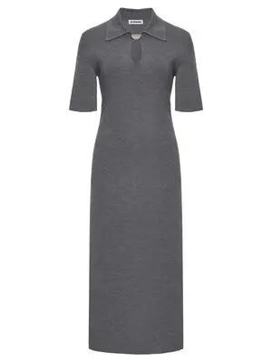 JIL SANDER Virgin Wool Polo Dress - Grey