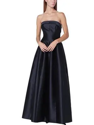 Alberta Ferretti Evening Dress In Silk Blend Mikado - Blue
