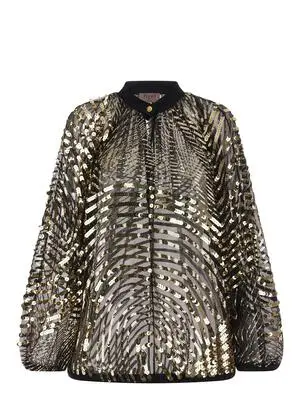Emilio Pucci Iride Sequin Tulle Blouse - Black