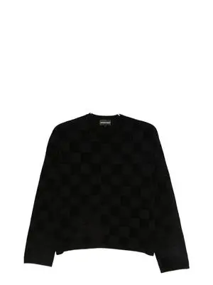 Emporio Armani Check Crewneck Sweater - Black