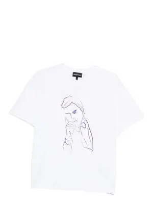 Emporio Armani Cotton T-shirt With Giorgio Armani Print - White