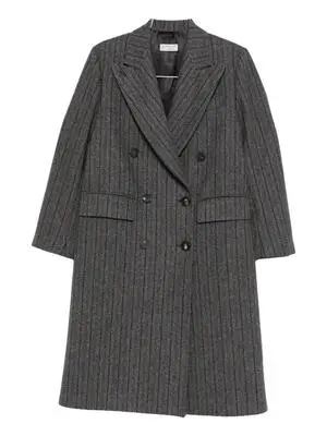 Alberto Biani Wool Double-breasted Coat - Grey