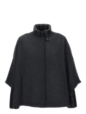 FAY Reversible Wool Cape - Black