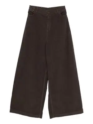 ALYSI Flared Leg Trousers - Marrone Scuro