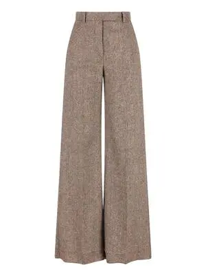 Valentino Garavani Wool Wide Leg Trousers - Marrone Chiaro