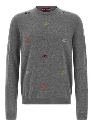 Gucci Gg Intarsia Cashmere Sweater - Gray