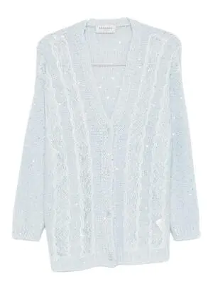 ERMANNO FIRENZE V-neck Cable-knit Cardigan - Clear Blue