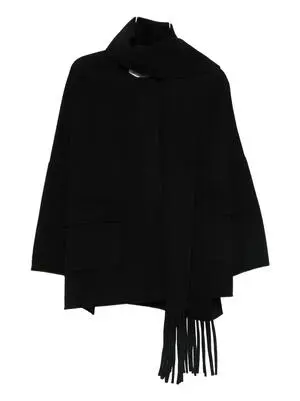 ERMANNO FIRENZE Scarfed Cape - Black